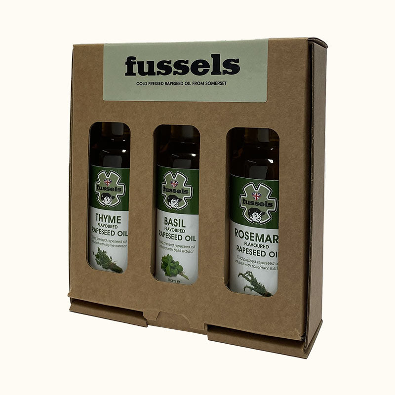 Flavoured Rapeseed Oil Herb Collection Gift Box (3 x 100ml) – Fussels ...